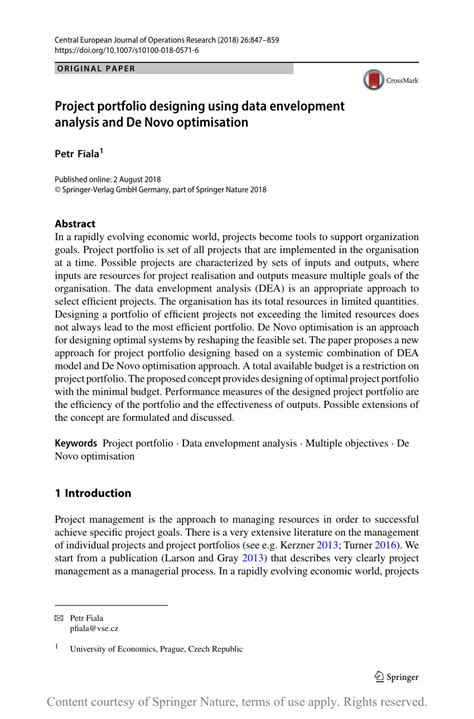 Project Portfolio Designing Using Data Envelopment Analysis And De Novo