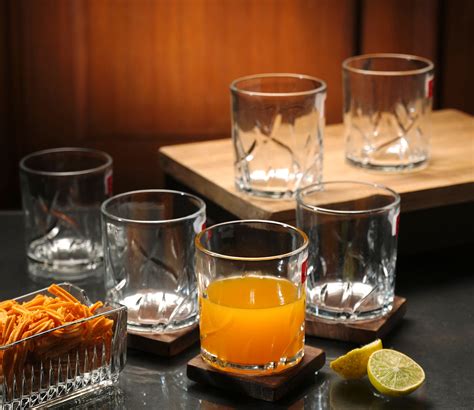 Buy Ceradeco Set Of 6 Triangle Cut Shaped 220 Ml Water Juice Glass At