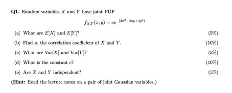 Solved Q1 Random Variables X And Y Have Joint Pdf Fxyx