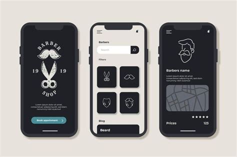 App de reserva de barbearia Vetor Grátis Barber shop Web app