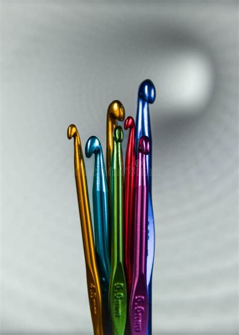 Crochet Hook Space For Text Multi Colored Crochet Hooks Stock Image Image Of Organ Space