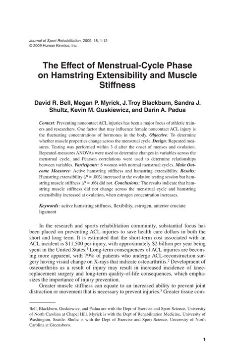Pdf The Effect Of Menstrual Cycle Phase On Hamstring Extensibility