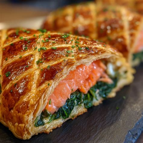 Delicious Individual Salmon Wellingtons With Spinach And Creamy Dill