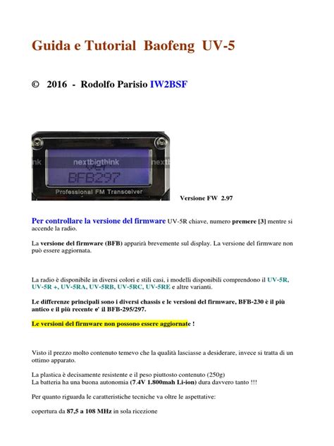 Guida E Tutorial Baofeng Uv 5 Pdf