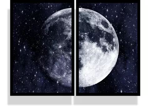 Kit Quadro Decorativo Lua Cheia Céu Estrelado Paisagem 80x60 MercadoLivre