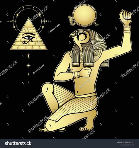 Animation Color Portrait Ancient Egyptian God Stock Vector Royalty