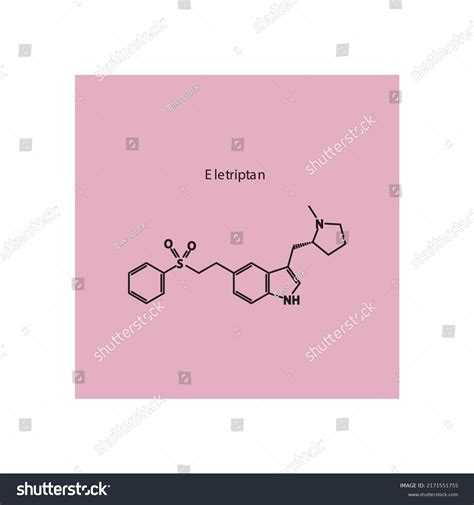 Eletriptan Molecule Flat Skeletal Structure Triptan Stock Vector Royalty Free 2171551755