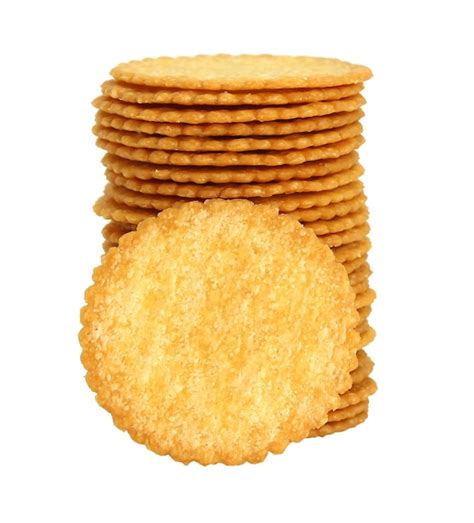 Premium Photo Stack Round Cracker Isolated On White Background Clipping Path