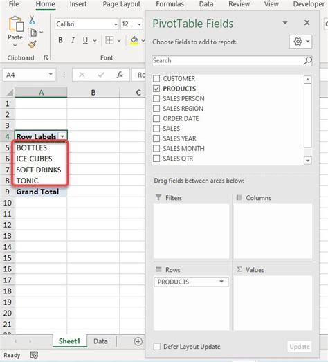 Field List Areas MyExcelOnline