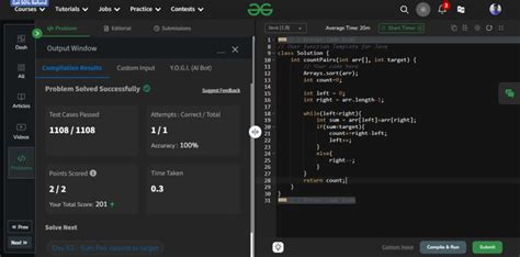 gfg160 geeksforgeeks coding dsa twopointers problemsolving java