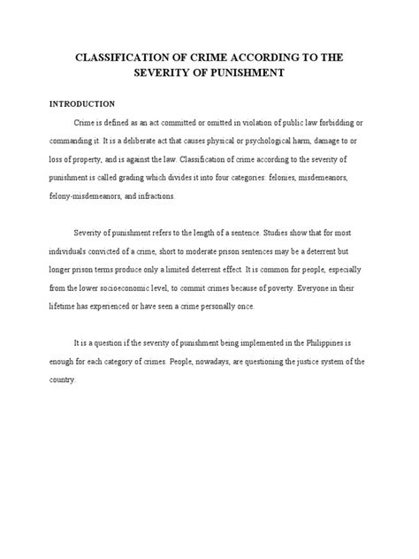 Classification Of Crime According To The Severity Of Punishment Pdf
