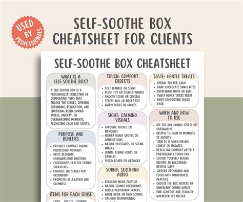 Self Soothe Box Cheatsheet Emotional Regulation Guide Stress Relief