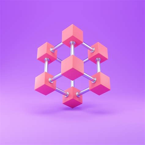 premium photo connected cubes on violet background block chain data