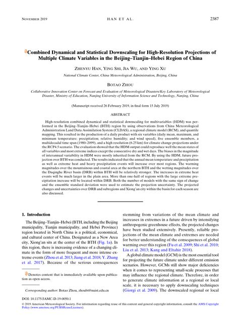 Pdf Combined Dynamical And Statistical Downscaling For High Resolution Projections Of Multiple