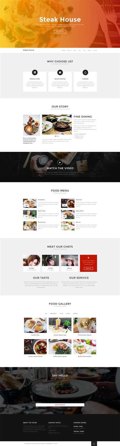 Steak House Free Html Css Templates