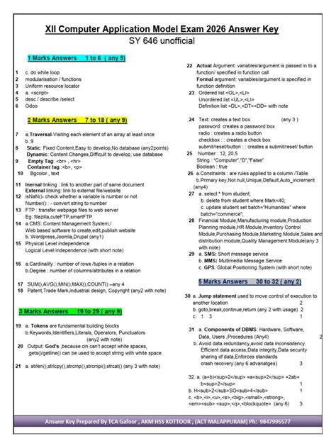 Xii Ca Model 2026 Answer Key Pdf Parameter Computer Programming