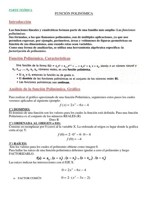 Funcion Polinomica Teoria Pdf