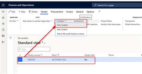 ax d365fo vendors contacts informations emails telephones etc ax dynamics 365 for