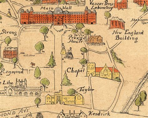Old Map Of Vassar College Map Of New York Vintage Map Etsy