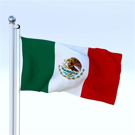 Bandera Animada De México Modelo 3d 19 Blend Dae Fbx Obj Stl