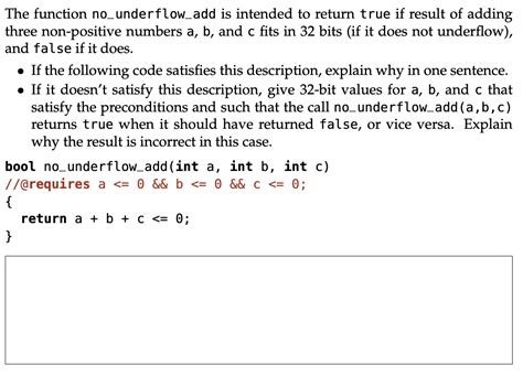 Solved The Function Nounderflowadd Is Intended To Return