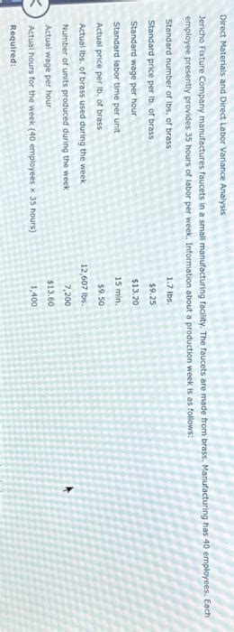 Solved Direct Materials And Direct Labor Variance Analysis