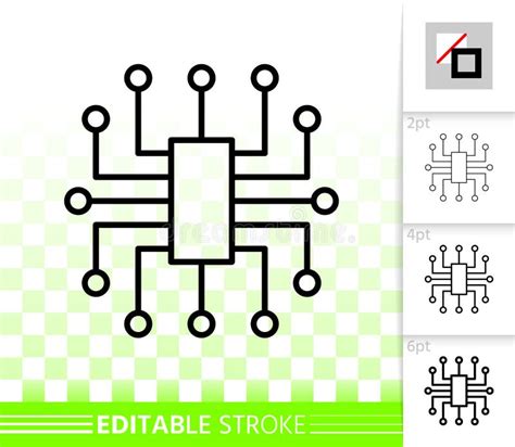 Microchip Black Silhouette Icons Cpu Vector Set Stock Vector