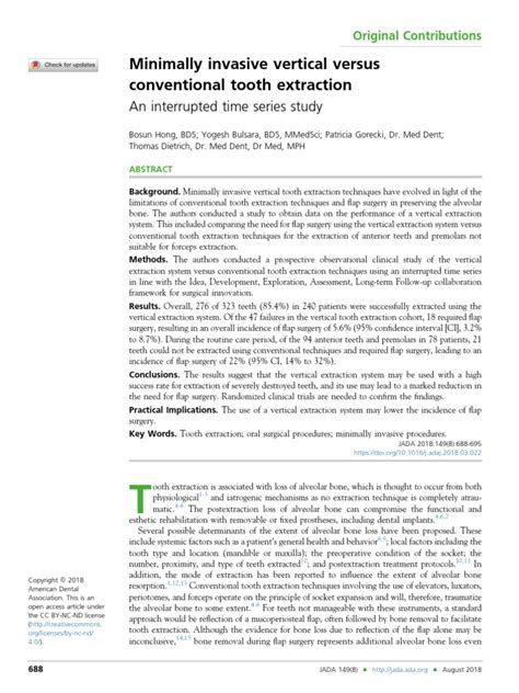 Minimally Invasive Vertical Versus Conventional Tooth Extraction Pdf Pdf Human Tooth