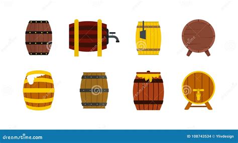 Sistema De Madera Del Icono Del Barril Estilo Plano Ilustración del