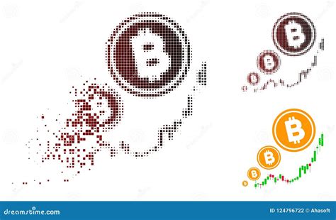 Disintegrating Pixelated Halftone Bitcoin Inflation Chart Icon Stock Vector Illustration Of