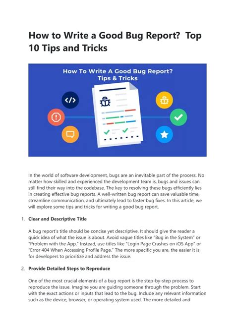 PPT How To Write A Good Bug Report Top 10 Tips And Tricks PowerPoint