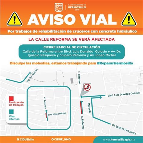 Policía Municipal de Hermosillo on Twitter Aviso vial importante
