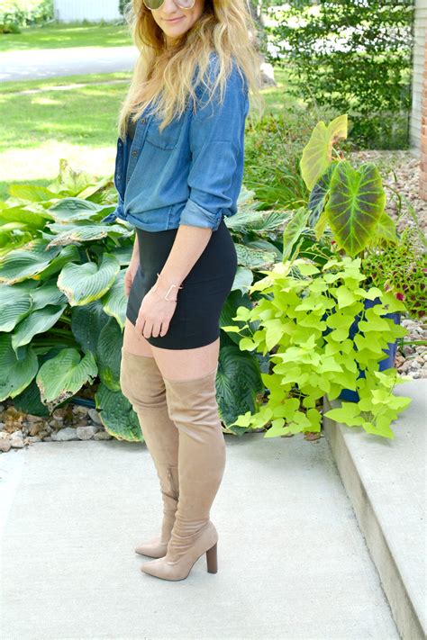Nude Suede Thigh High Boots Chambray LSR