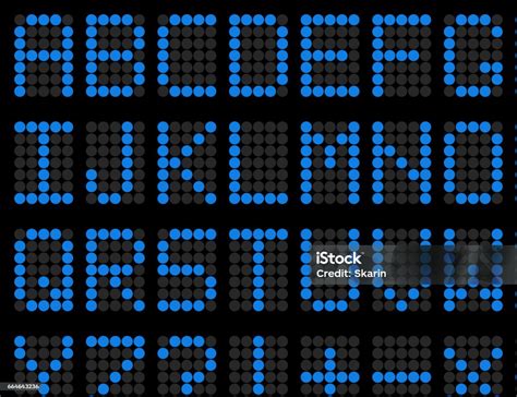 화려한 블루 Led에 대 한 설정합니다 점수 판 디지털 글꼴 0명에 대한 스톡 벡터 아트 및 기타 이미지 0명 노랑