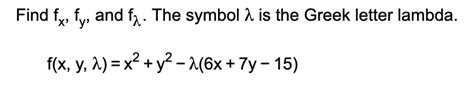 Solved Find Fxfy ﻿and Fλ ﻿the Symbol λ ﻿is The Greek