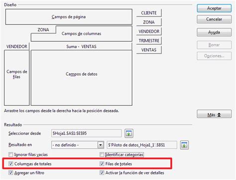 Diseño de la tabla dinámica Manual de Apache OpenOffice Calc