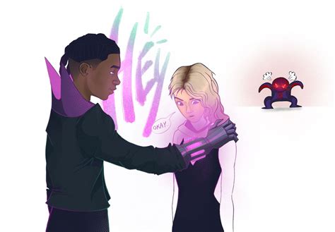 Miles Morales And Gwen Stacy Hey Spiderman Atsv Fanart Супергерои