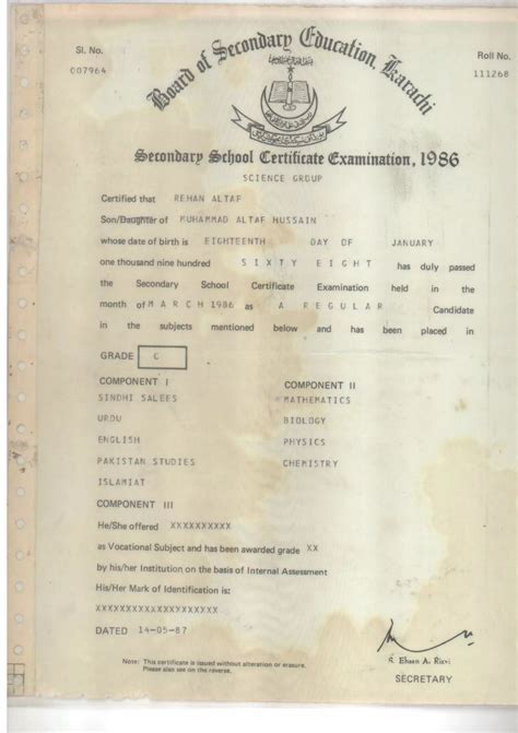 Matric Ssc Certificate Pg 1 Pdf