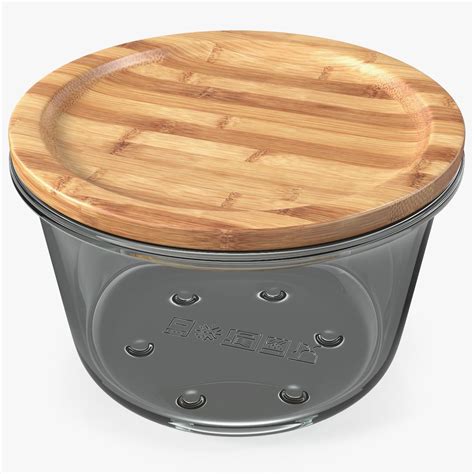 Round Glass Food Storage Container With Bamboo Lid 600ml 3d Model 19
