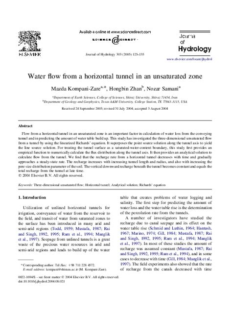 Pdf Water Flow From A Horizontal Tunnel In An Unsaturated Zone