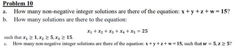 Solved Problem How Many Non Negative Integer Solutions Chegg