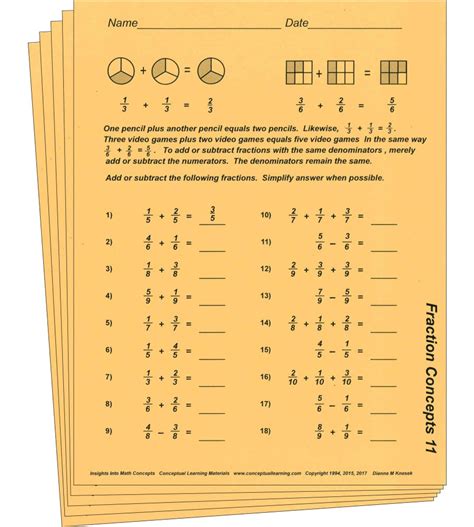 Fraction Concepts Conceptual Learning Materials