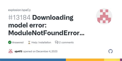 downloading model error modulenotfounderror no module named spacy