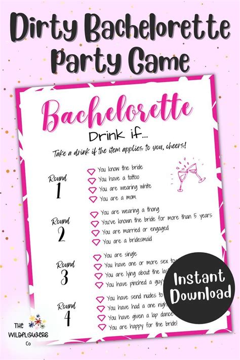 Dirty Bachelorette Party Game Drink If Game Fun Bachelorette Games