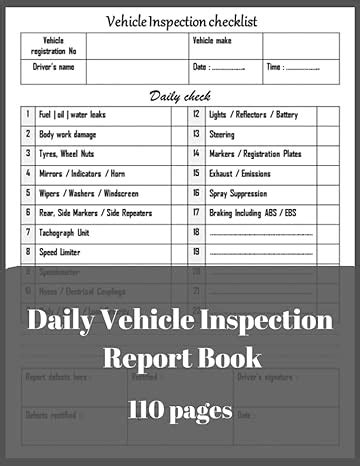 Daily Vehicle Inspection Report Book Erfect Daily Check Driver Defect