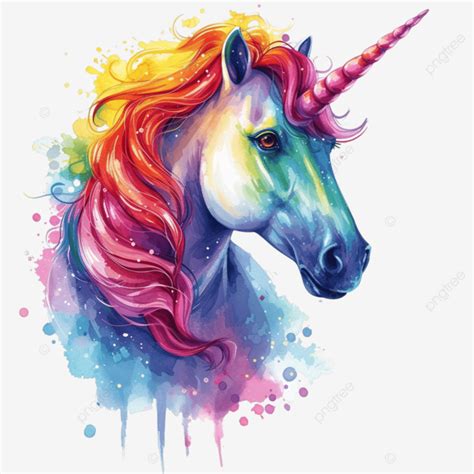 波西米亞風彩虹和獨角獸 独角兽 水彩独角兽 放蕩不羈的png去背圖片素材免費下載，免摳圖設計圖案下載 Pngtree