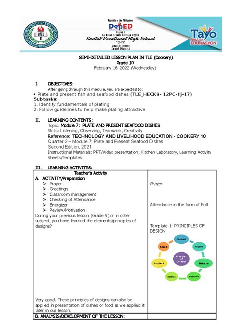 Detailed Lesson Plan In Grade 9 Tle Drafting Types Of Commercial