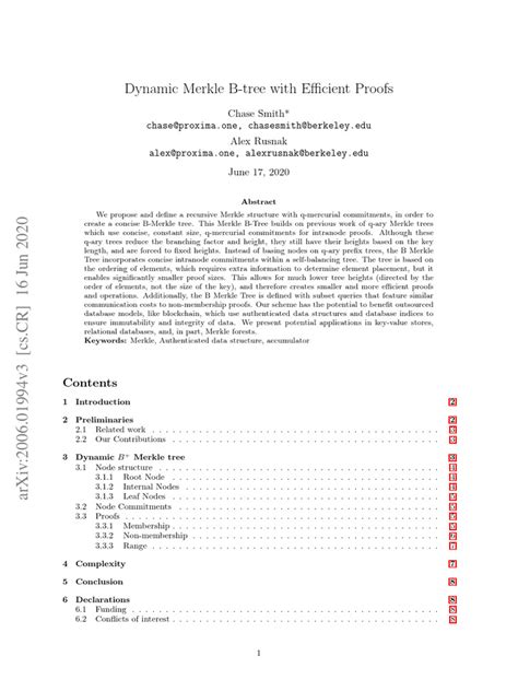Nhom 2 Dynamic Merkle B Tree With Efficient Proofs Pdf Data Management Computing