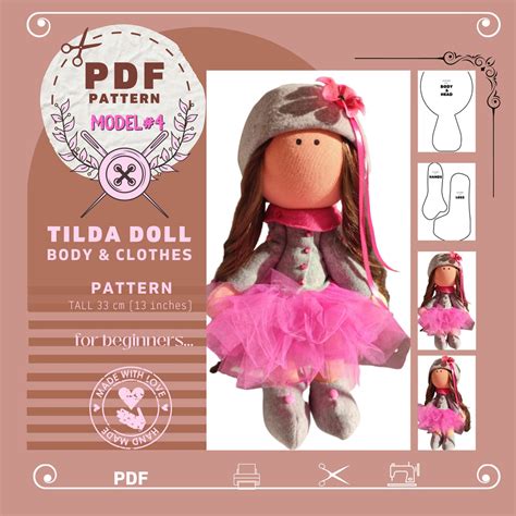 Tilda Doll Pattern For Body And Clothes Model4 Size 33 Cm Etsy