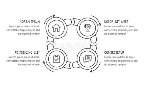 Hand Drawn Circular Chart With 4 Elements Stock Vector Illustration